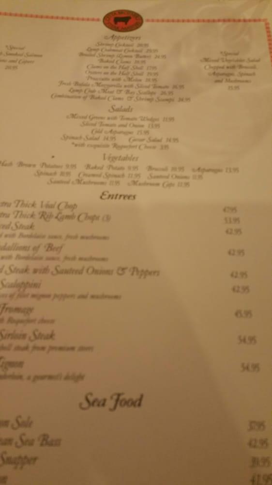 Menu at Sparks Steak House steakhouse, West New York