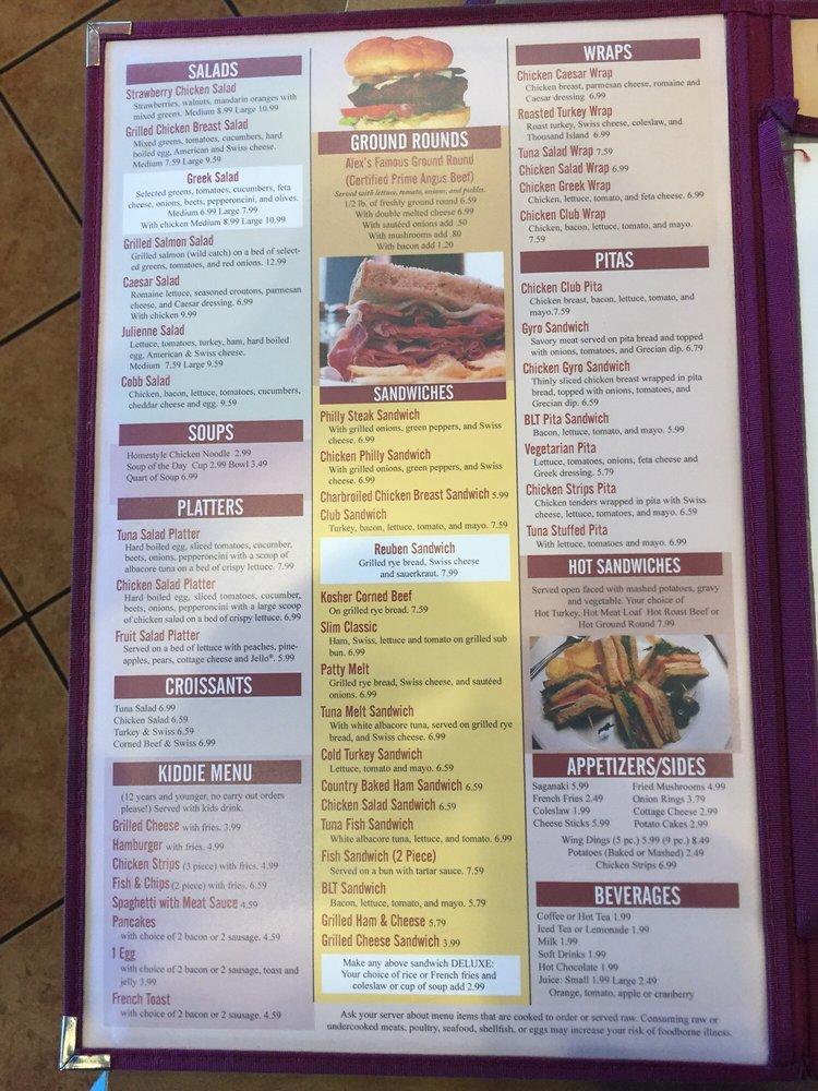 Menu at Alex's of Clinton Township restaurant, Charter Township of Clinton