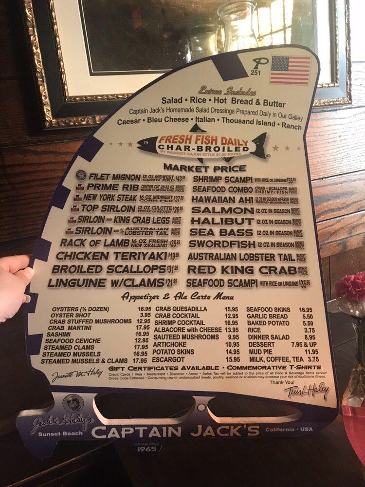 Menu at Captain Jack's pub & bar, Long Beach