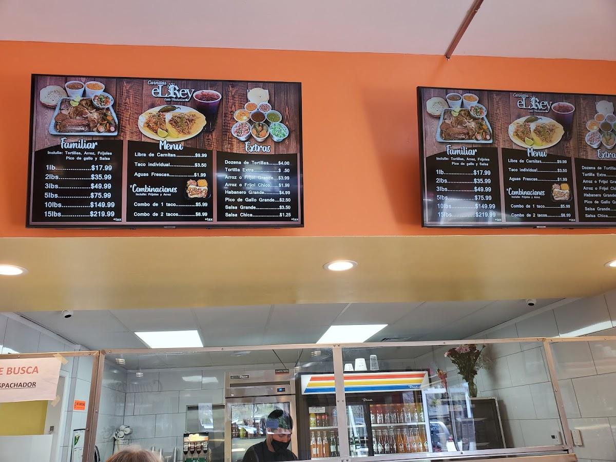 Menu at Carnitas El Rey restaurant, Santa Paula