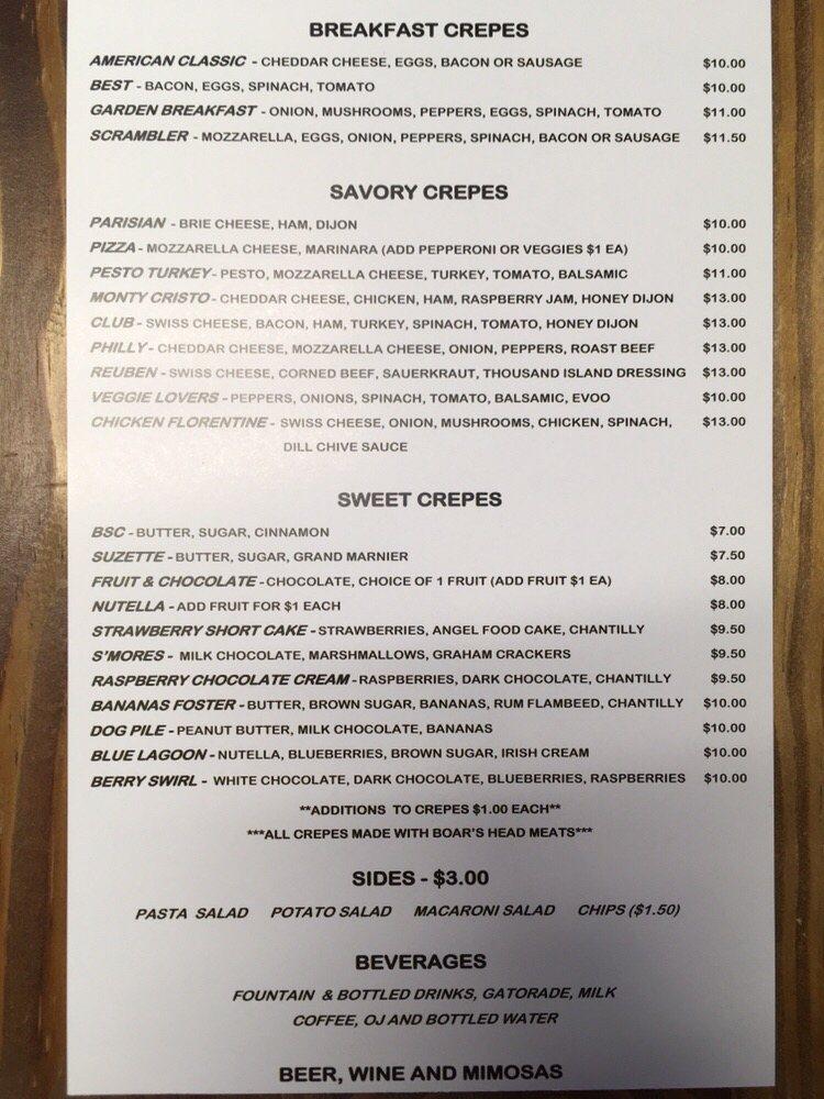 Menu at Creative Crêpes desserts, South Lake Tahoe, Lake Tahoe Blvd #7