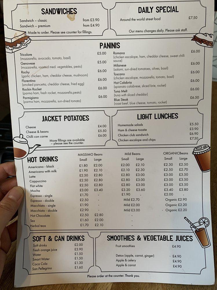 Menu at Crumpets cafe, London, 82 Buckingham Gate