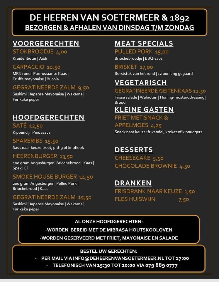 Speisekarte von De Heeren van Soetermeer, Zoetermeer