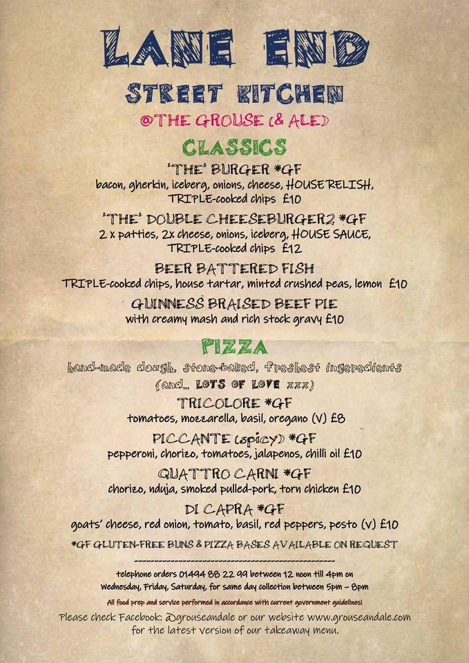 Menu at Grouse & Ale pub & bar, High Wycombe