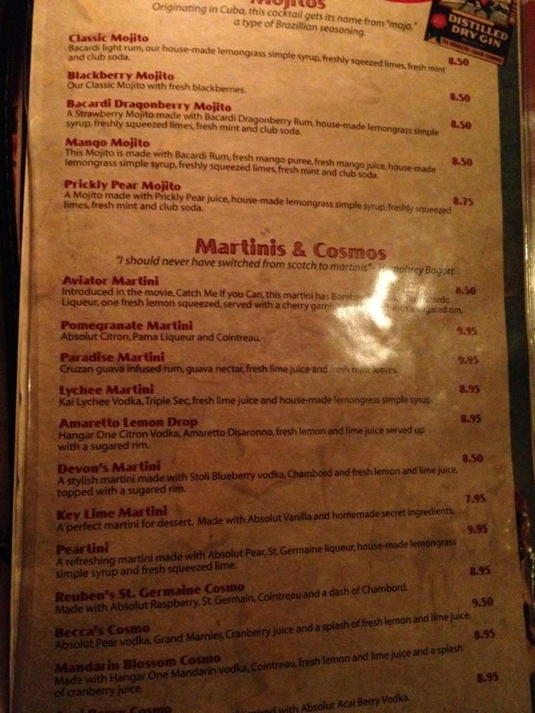 Menu at Jinja Bar & Bistro, Santa Fe