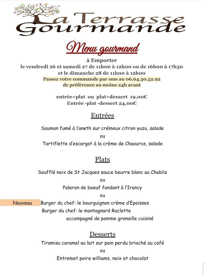 Menu au la terrasse gourmande restaurant, Monéteau