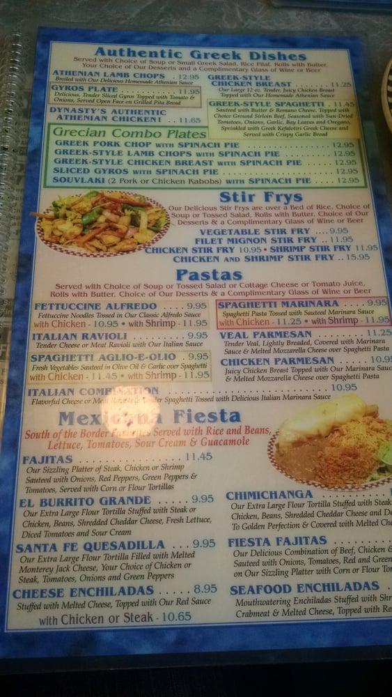 Menu at Dynasty Family Restaurant, Racine