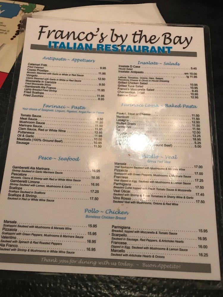 Menu at Franco's By the Bay pizzeria, Norfolk