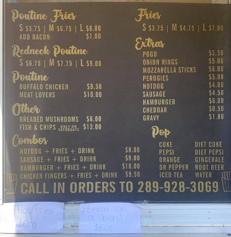Menu at RED NEK FRIES restaurant, Lindsay