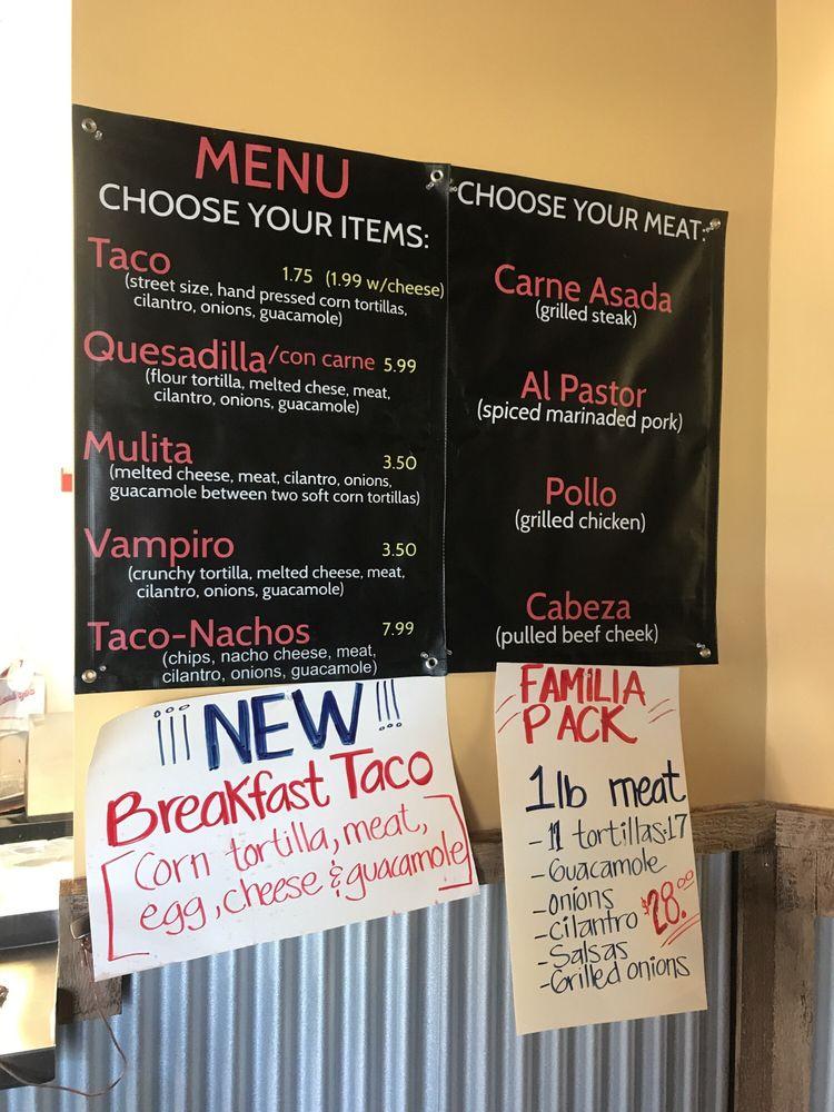 Menu at Tacos Calafia restaurant, Peoria, W Thunderbird Rd UNIT 206