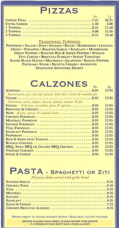 Menu at Viking Pizza pizzeria, East Bridgewater