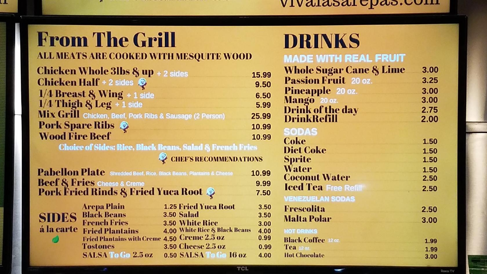 Menu at Tony's Arepas Authentic Venezuelan food restaurant, Las Vegas ...