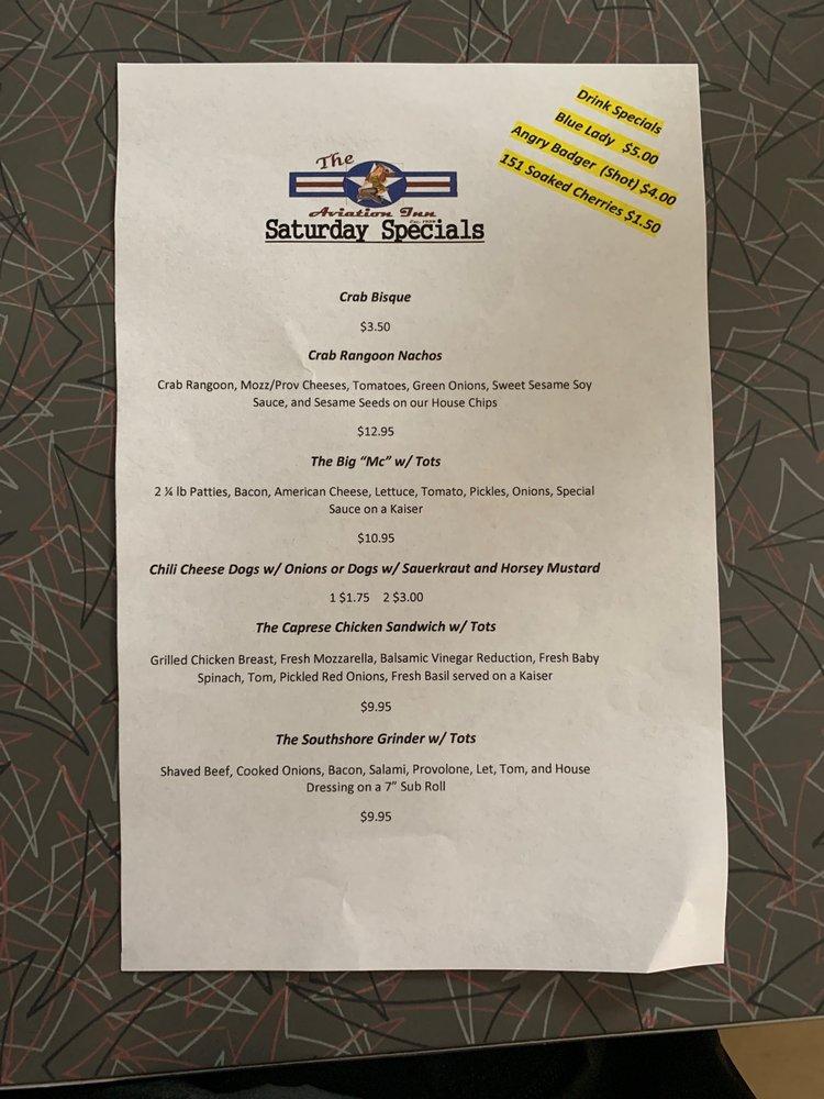 Menu at Aviation Inn restaurant, Duncansville