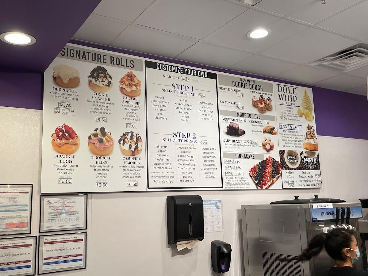 Menu at Cinnaholic desserts, Arlington, S Cooper St Suite 115