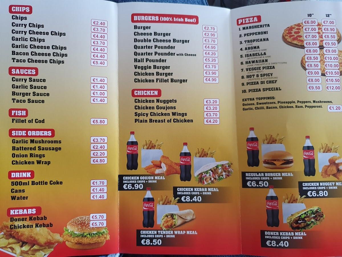 Menu at Aroma Chipper restaurant, Belmullet