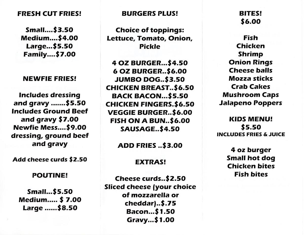 Menu at Beach Bites restaurant, Fort Erie