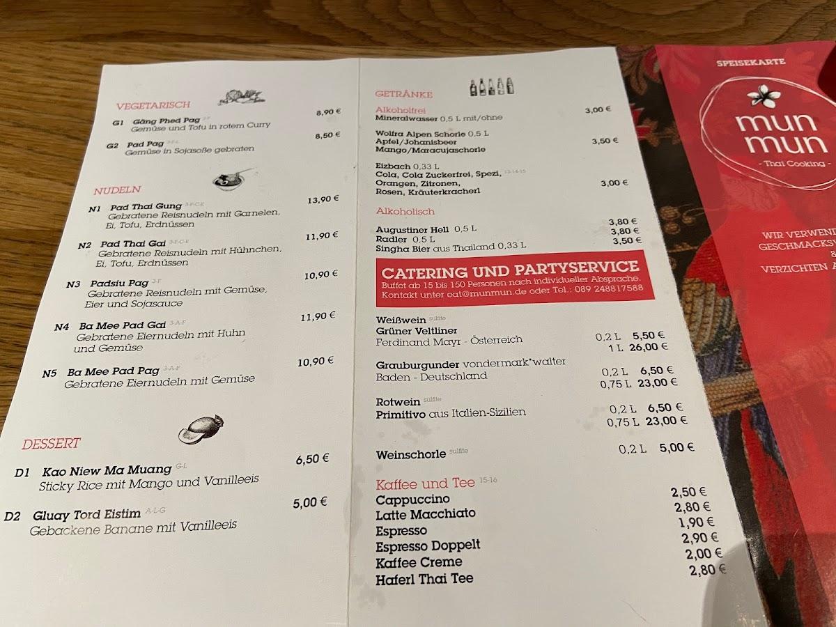 Speisekarte von MUN MUN - Thai Cooking restaurant, München