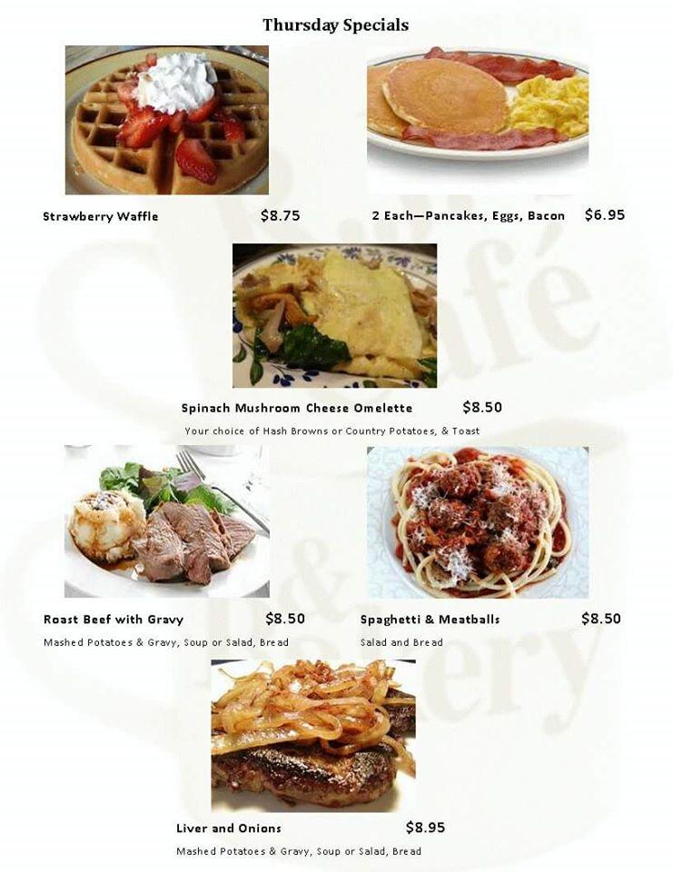 Menu at R J's Cafe & Bakery, Porterville