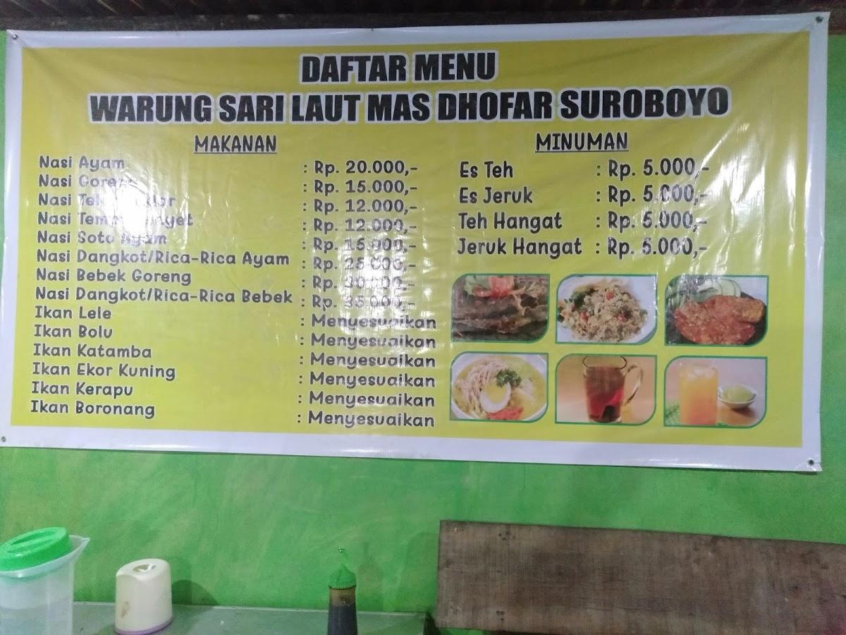 Menu at SARI LAUT MAS DHOFAR restaurant, Kendari, 2G23+MFM