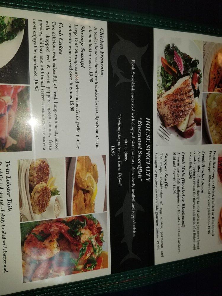 Menu at The Fish Grill restaurant, Dania Beach
