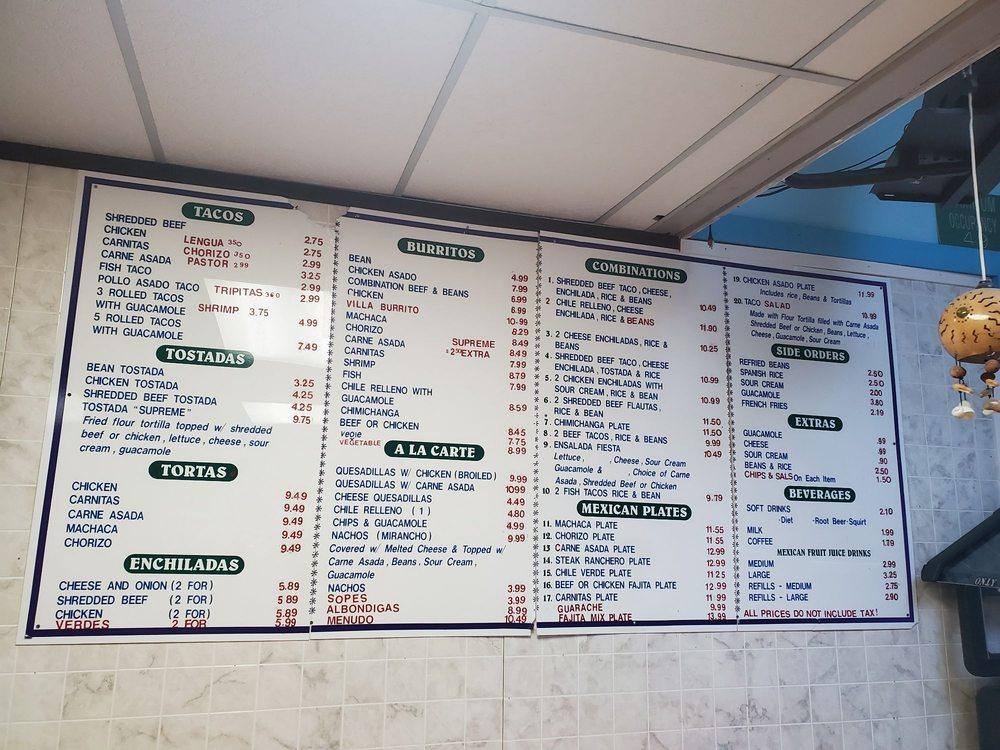 Menu at Villa Del Mar restaurant, Ukiah, 111 S State St