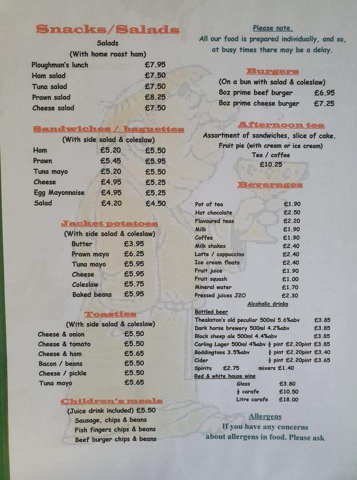 Menu at Abbots Harbour restaurant, Gargrave