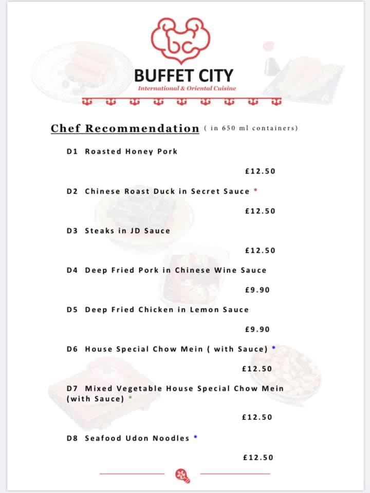 Menu at Buffet City Exeter restaurant, Exeter