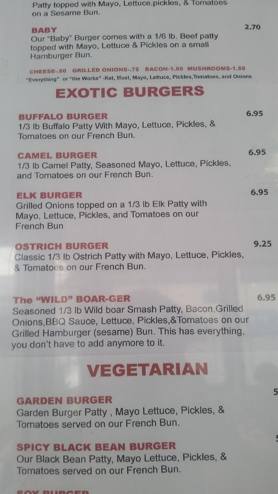 Menu at Cookie's Drive In restaurant, Sacramento
