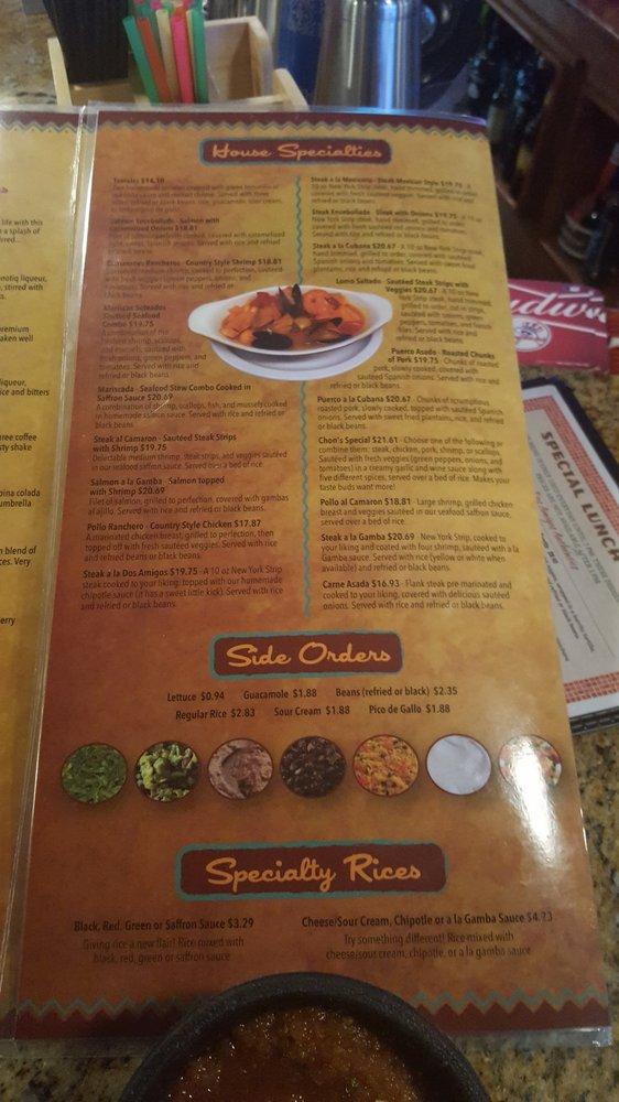 Menu at Dos Amigos restaurant, Torrington