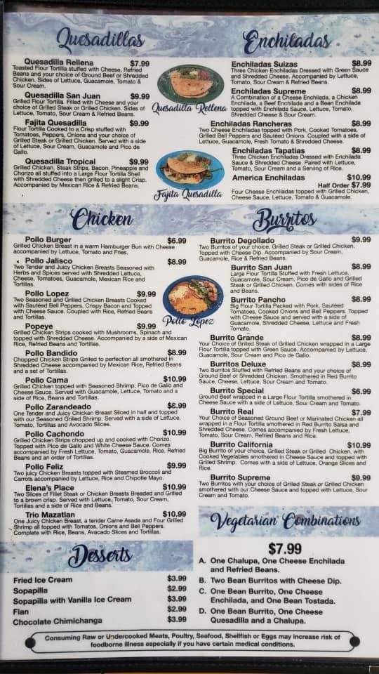 Menu at El Dos De Oros restaurant, Larned