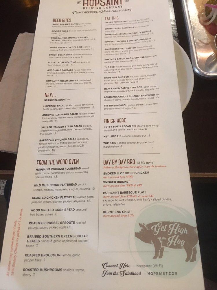 Menu at HopSaint Brewing Company pub & bar, Torrance