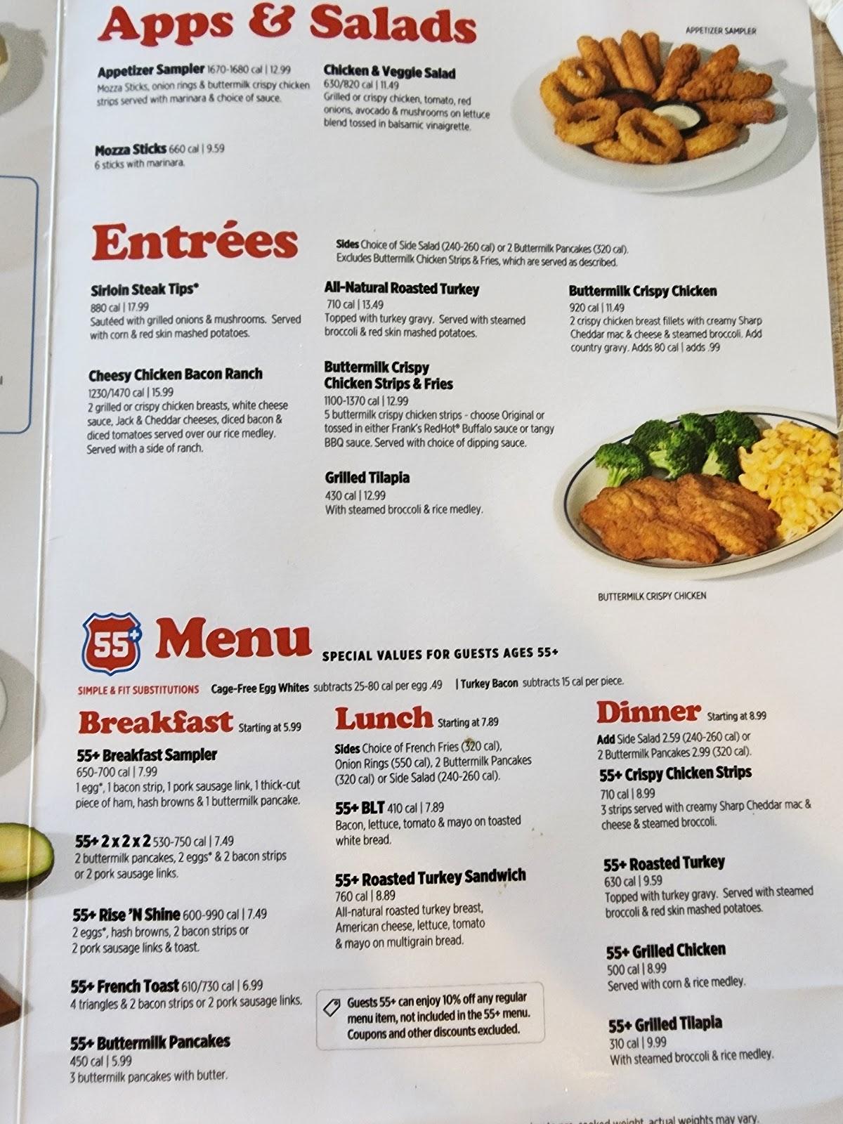 Menu at IHOP restaurant, Lima