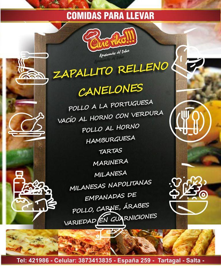 Menu at Que Riko restaurant, Tartagal