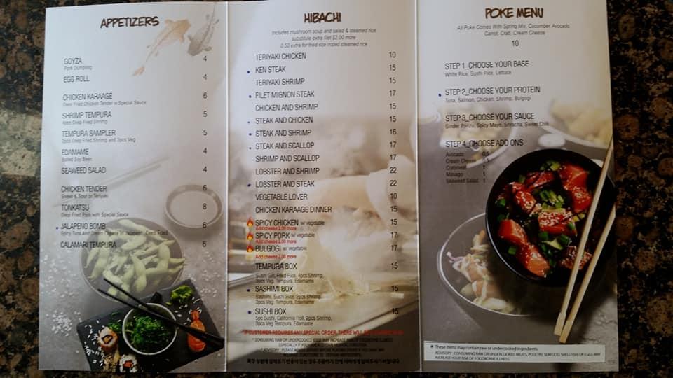 Menu at Sushi Ken restaurant, Newnan, Bullsboro Dr
