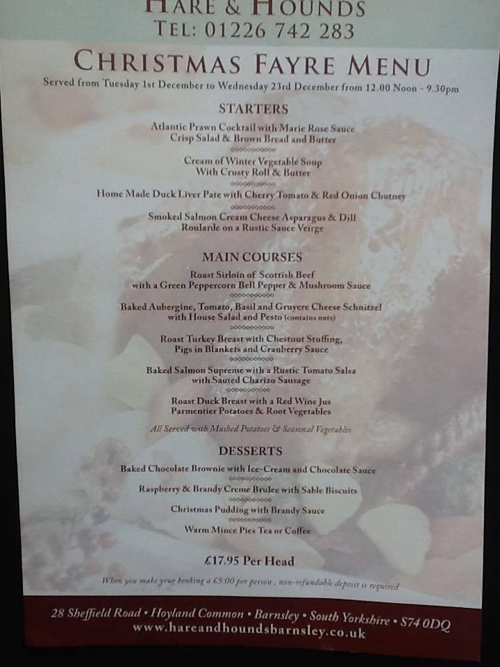 Menu at The Hare & Hounds pub & bar, Barnsley