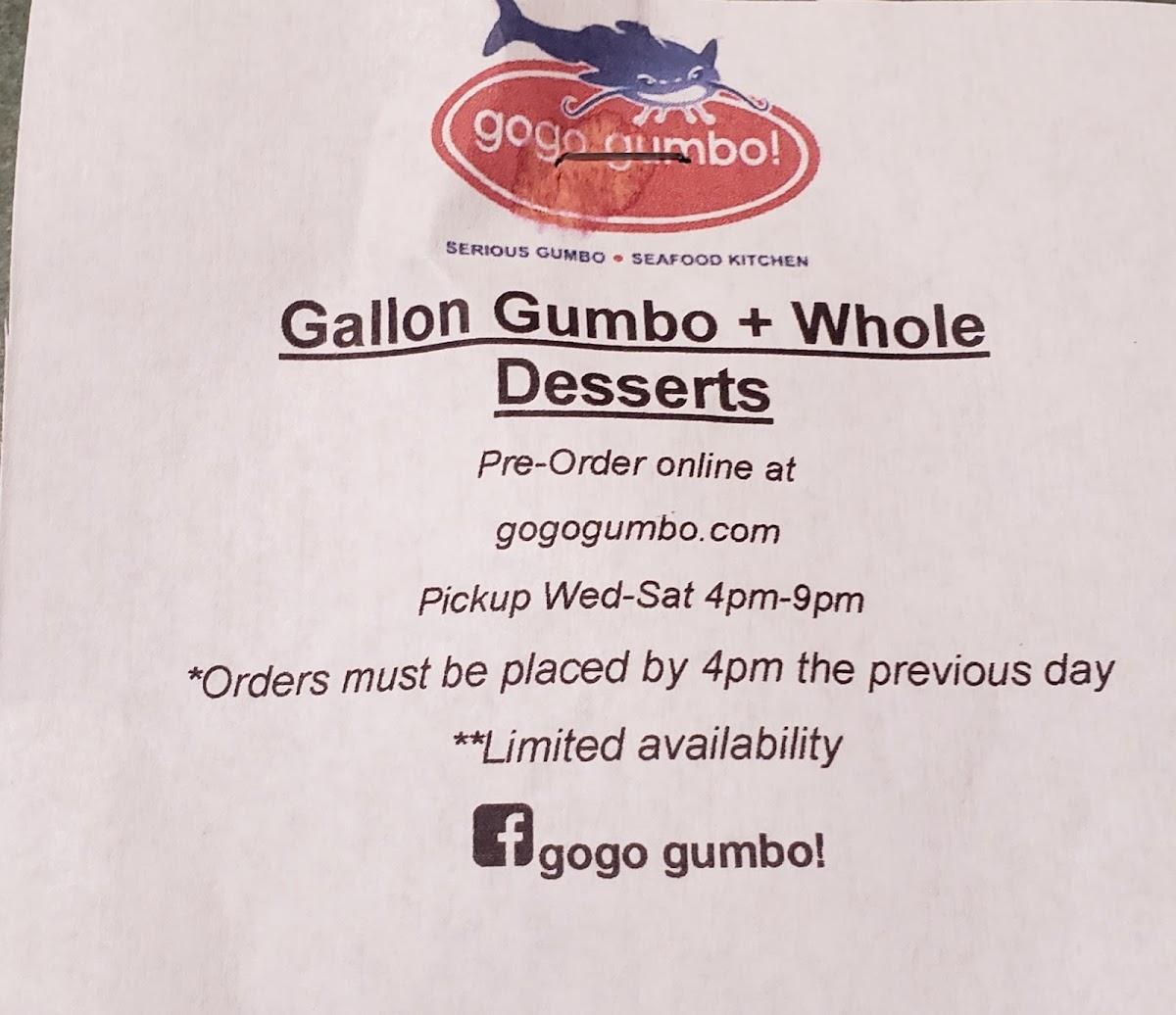 Menu at gogo gumbo! restaurant, Boyd