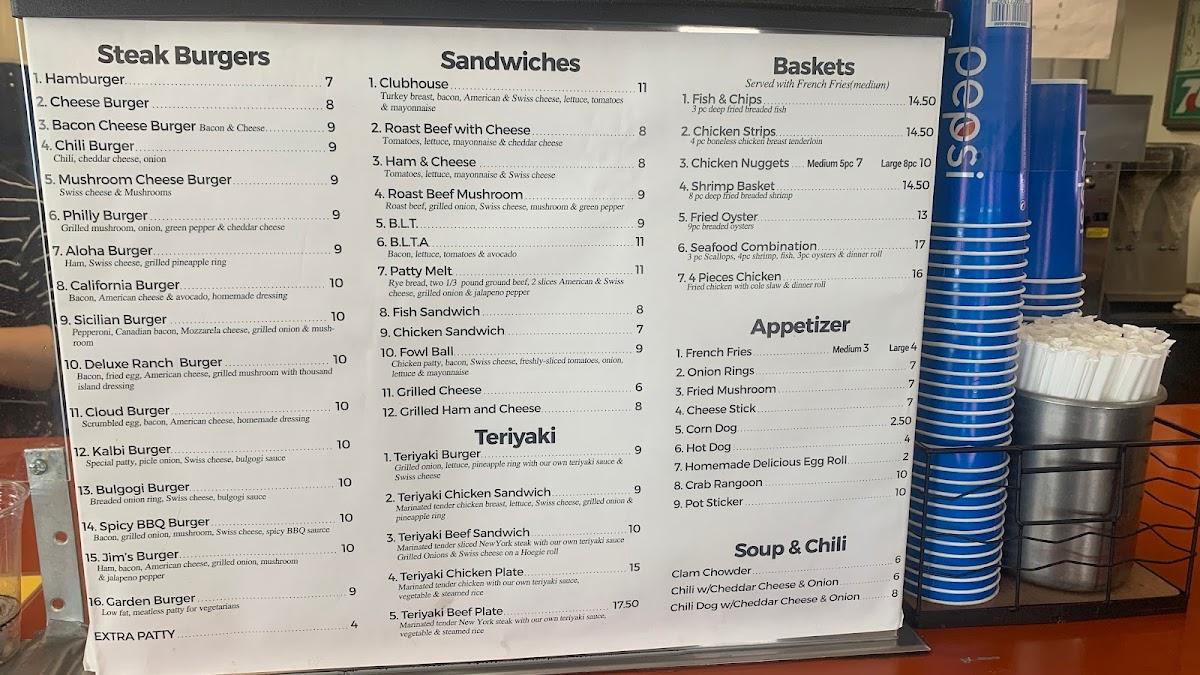 Menu at Burger Jim restaurant, Anchorage, 704 E 4th Ave
