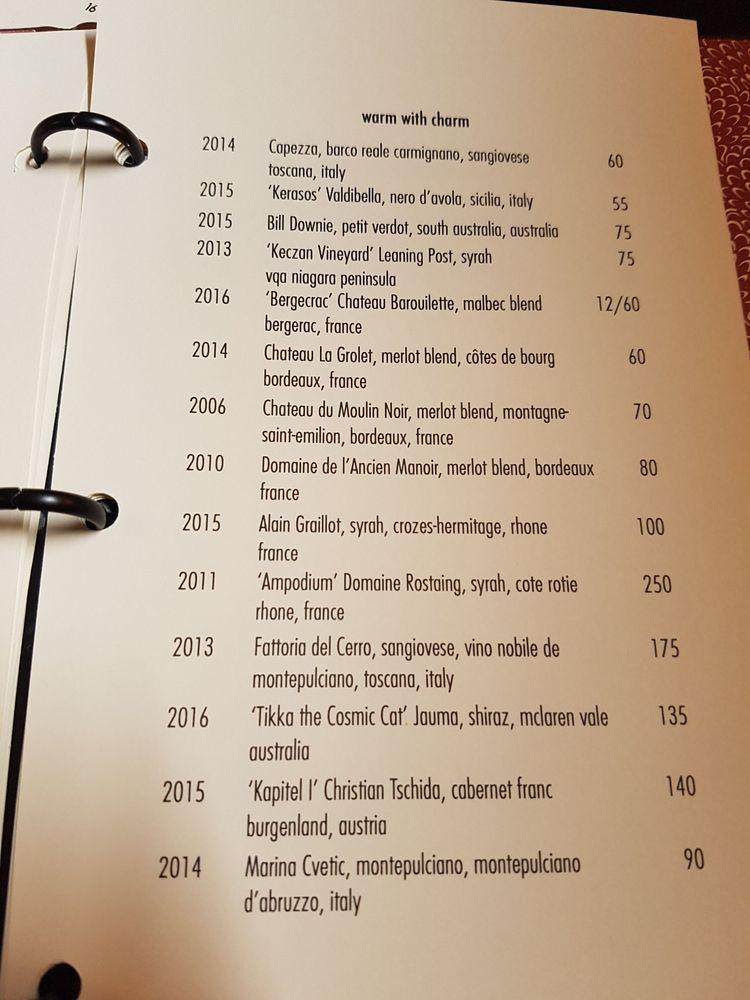 Menu at Peter Pan Bistro restaurant, Toronto