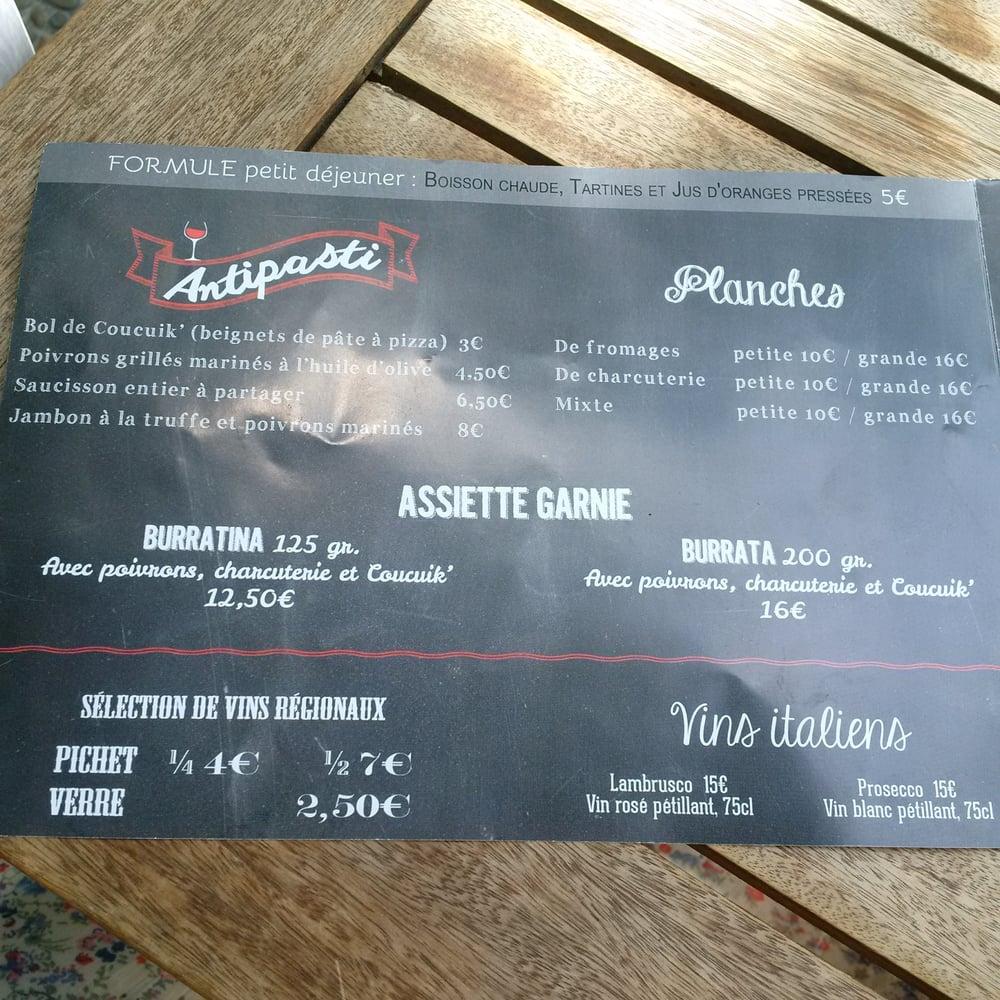 Menu at Pizzeria la Terrasse, Montpellier, 4 rue du four saint eloi