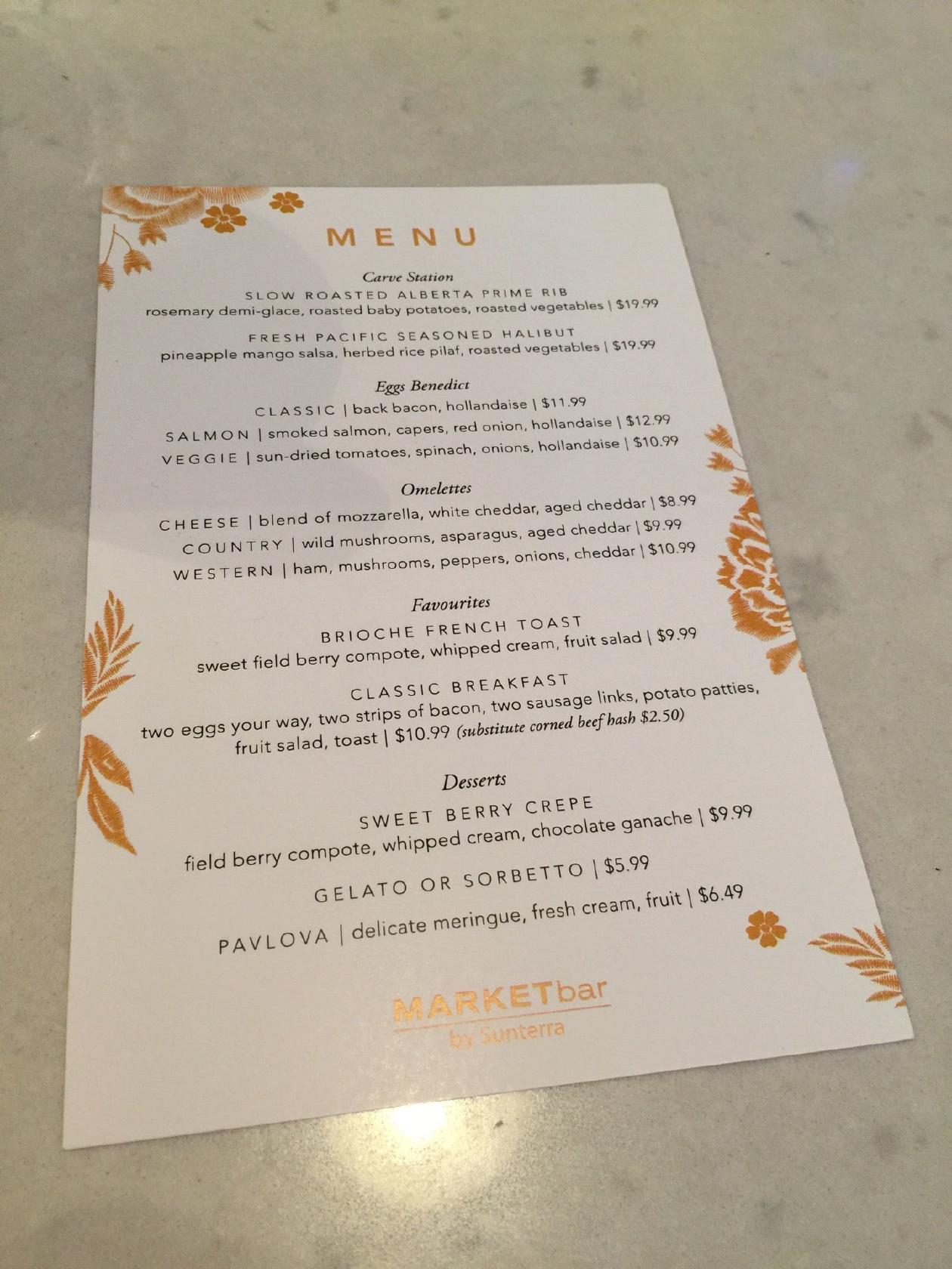 Menu at Sunterra Market, Keynote pub & bar, Calgary, 200 12 Ave SE