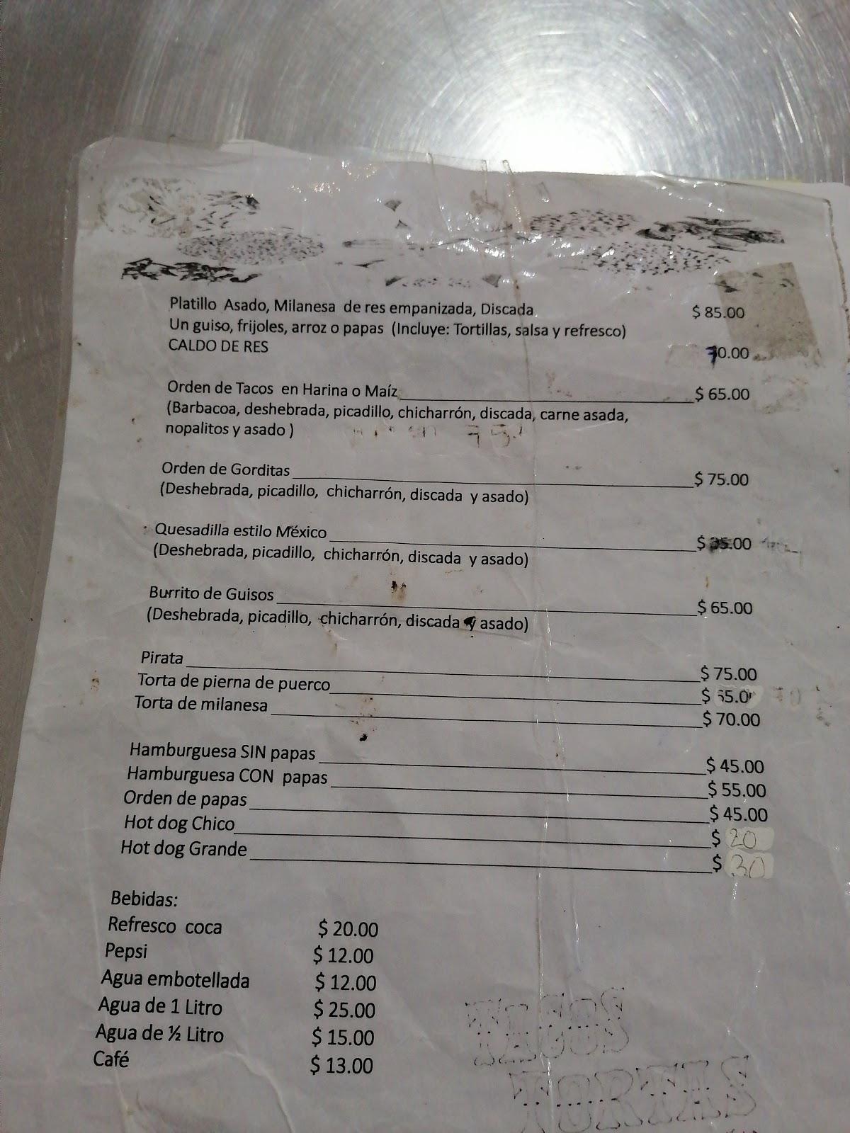 Menu at Tacos Tortas & Más restaurant, Juárez