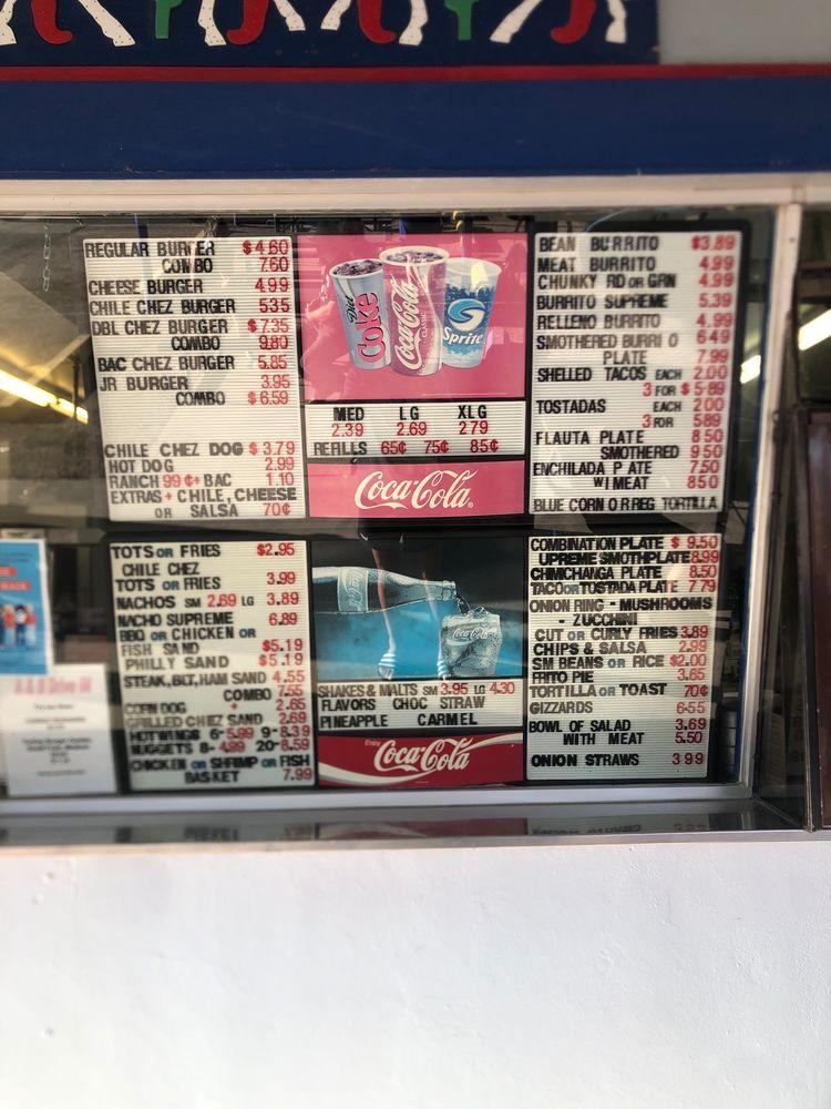 Menu at A & B Drive In restaurant, Truth or Consequences