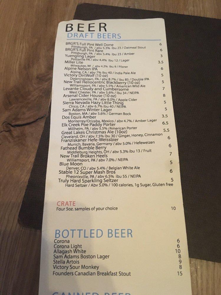 Menu at BRGR pub & bar, State College