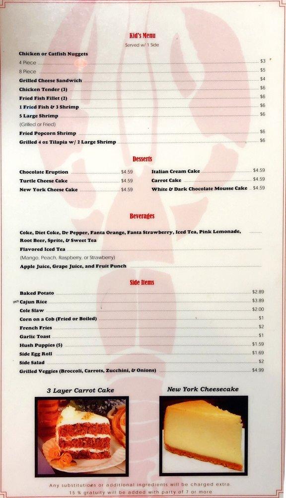 Menu at Bay Seafood Restaurant, Spring