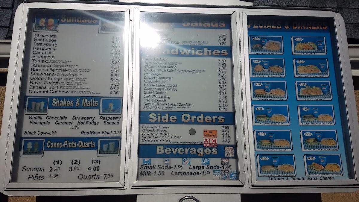 Menu at Golden Gyros restaurant, Milwaukee