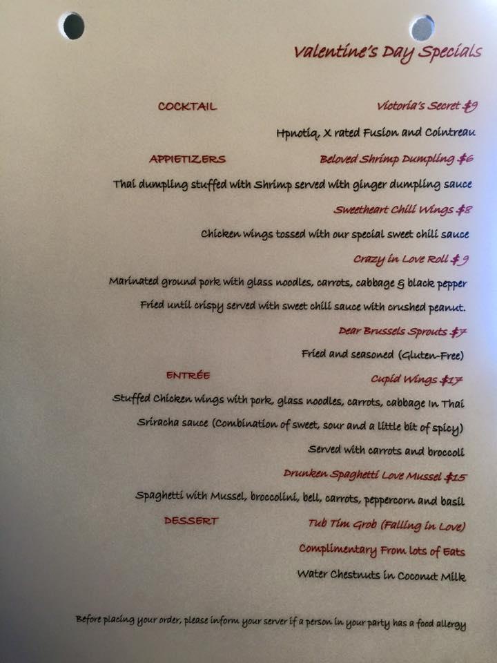 Menu at Lots of Eats Thai Kitchen restaurant, North Andover
