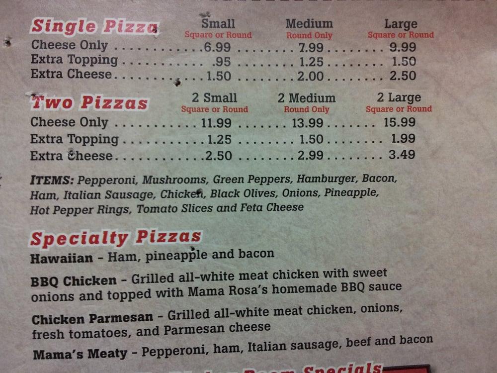Menu at Mama Rosa's Pizzeria, Grosse Pointe Park