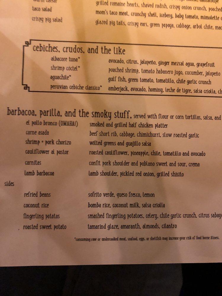Menu at Mister Oso pub & bar, Denver