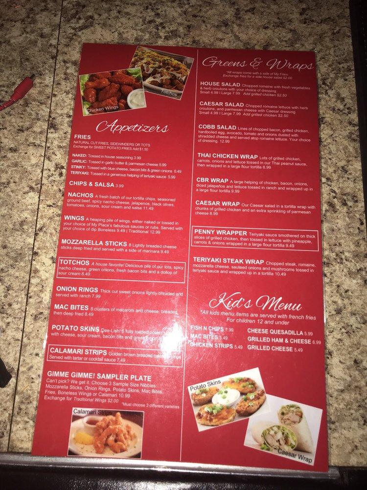 Carta de My Place Bar and Grill, Spokane Valley