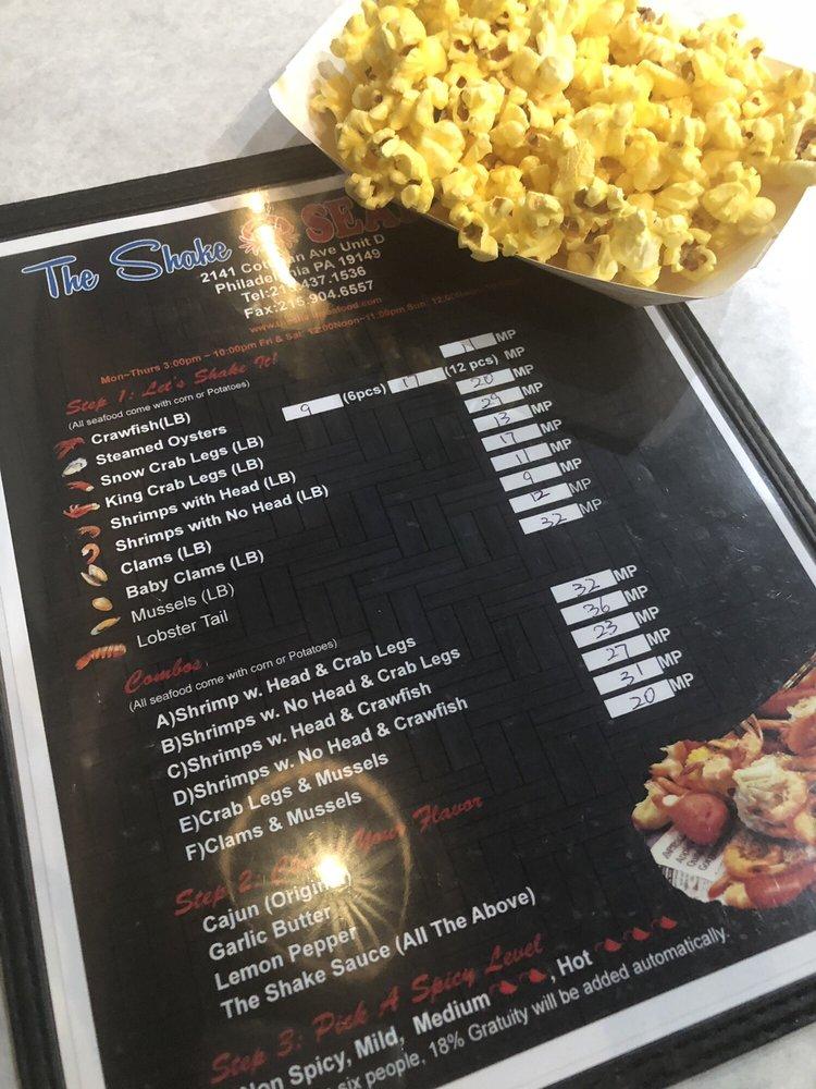 Menu at The Shake Seafood restaurant, Philadelphia, Cottman Ave Unit D